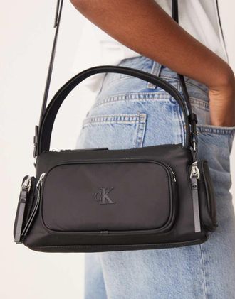Calvin Klein Sac port&eacute; &eacute;paule &agrave; poche en nylon - Noir