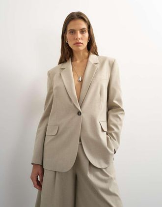 Topshop blazer boyfriend &agrave; simple boutonnage beige-Neutre
