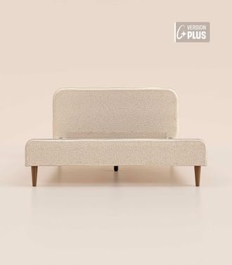 Tediber Lit Scandi 140x190 cm Plus - Beige Boucl&eacute; - Bois nordique et acier recyclable - Style scandinave - Design intemporel et confortable - Robuste - Tedibe
