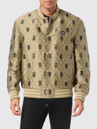 Philipp Plein Blouson bomber en m&eacute;lange de soie &agrave; imprim&eacute; monogramme Hexagon