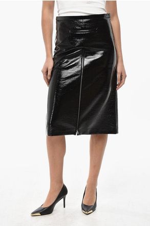 Courrèges Vinyl Midi Skirt with Adjustable Split Größe 40