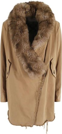 Bazar Deluxe manteau à col en fourrure artificielle - Marron