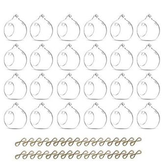 Nuptio Nuptio 24 Pièces 8cm Bougeoir en Verre Suspendu, Décoration de Bougie Au Restaurant du Mariage Romantique, Boule en Verre pour la Maison, Cristal Fête