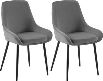 Clp Lot de 2 chaises de salle à manger Elmira Gris foncé Métal noir mat