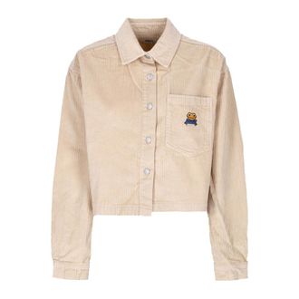 Obey Samt Langarm Kapuzenshirt - - Jackets - Damen - Beige - XS