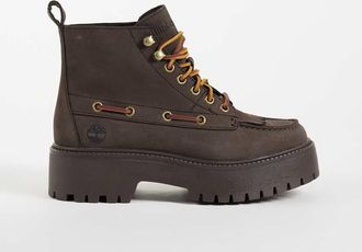 Timberland Stone Street mittelhoher Schn&uuml;rstiefel aus dunkelbraunem Nubuk