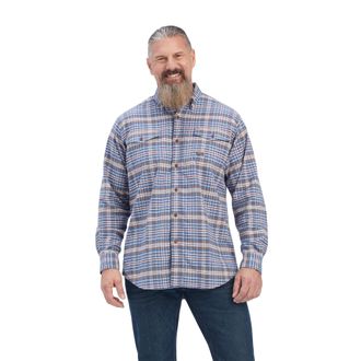 Ariat Mens Rebar Flannel DuraStretch Work Shirt Long Sleeve in Alloy Grey Cotton, Size Medium, by Ariat