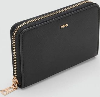 Mango Portefeuille effet saffiano noir - Femme - Taille unique - MANGO