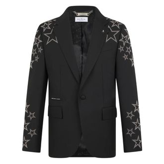 Philipp Plein Homme, Vestes, Noir, Taille: 2XL Blazer Gigolo Fit Stars Studs