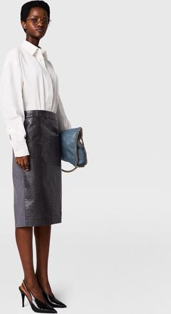 Stella McCartney Ostrich Texture Midi Skirt, Woman, Slate, Size: 38