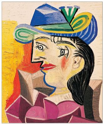 Artopweb TW17257 Picasso-Woman with A Blue Hat Dekorative Paneele, Holz, Multifarbiert, Ma&szlig;nahmen: 53 x 63 cm