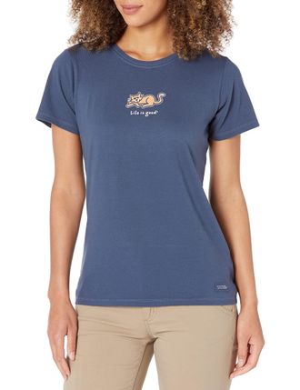 Life is good Damen Katze Sport-T-Shirts, tiefdunkelblau, Gro&szlig;