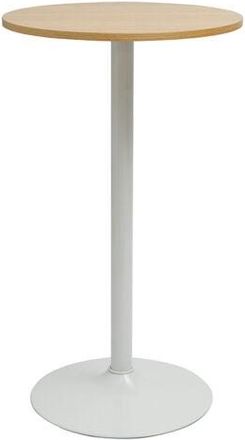 Miliboo Designtisch, rund, helles Eichenholz und weißes Metall, Durchmesser 60 cm calista