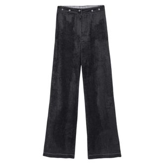 Alysi Femme, Pantalons, Gris, Taille: 44 FR Pantalon Large en Velours de Viscose