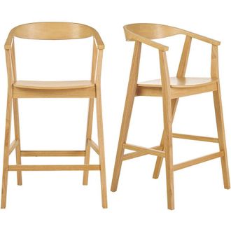 Miliboo Tabourets de bar scandinaves en bois clair H66.5 cm (lot de 2) BAHIA