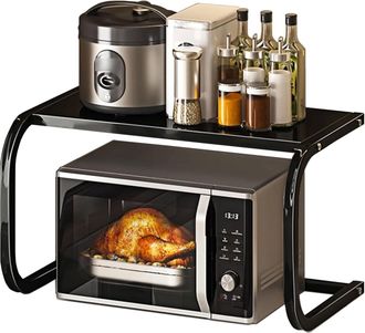 Generic Mikrowellenst&auml;nder, Ablage aus Kohlenstoffstahl for Arbeitsplatten, Ofenrost, K&uuml;chenregal, elektrische Halterung, doppelter Edelstahl(Black)