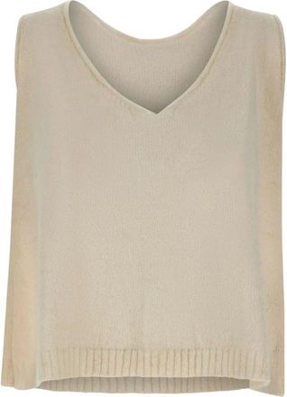 Maurizio Haut &agrave; large col en V en m&eacute;lange dalpaga - Femme - Pulls - Beige - Taille: 36 FR