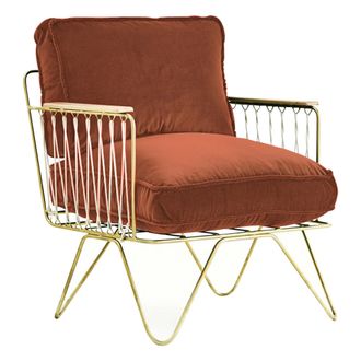 Honor&eacute; Fauteuil Croisette dor&eacute; mat epoxy, velours Honor&eacute;