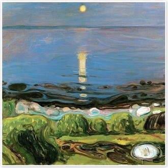 Posterlounge Sommernacht am Ufer Poster von Edvard Munch 30 x 30 cm Blau Wandbilder Wanddeko