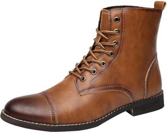 Jamron Homme &Eacute;l&eacute;gant Cap Toe Bottines en Cuir &agrave; Lacets Bottes Derby Habill&eacute;es Marron SN0707335 EU44.5