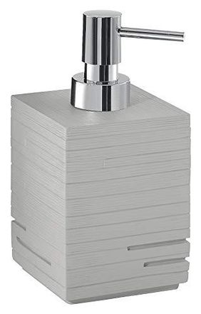 Gedy Quadrotto Seifenspender, Harz, grau, 8,2 x 8,2 x 16