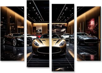 Islandburner Bild auf Leinwand Luxus Sportwagen Ausstellungsraum voller gl&auml;nzender prestigetr&auml;chtiger Autos Bilder Wandbilder Poster
