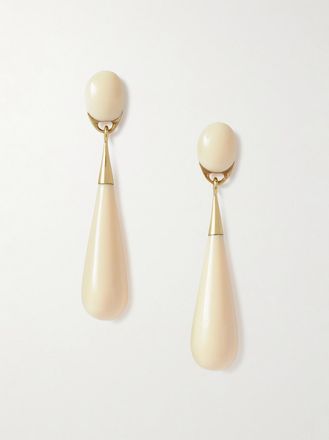 Dinosaur Designs Dew Drop Large Ohrringe Aus Harz Mit Goldfarbenen Details - Creme