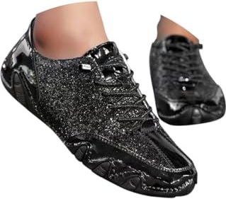 Minetom Baskets Brillantes Femme Homme avec Strass Et Paillettes M&eacute;talliques Chaussures De Course L&eacute;g&egrave;res A Noir 36 EU