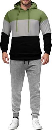 Generic Survêtement 2 pièces pour homme avec sweat à capuche et jogging - Tenue décontractée pour le sport de plein air - Survêtement dautomne et dhiver 2025,