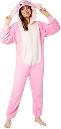 Disney Combinaison Pyjama Femme Stitch Minnie Bourriquet, Grenouillère Femme en Polaire, Onesie Adulte Ado Couple S-XXL (Rose Angel, 2XL)