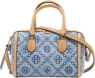 Tory Burch Femme, Sacs, Bleu, Taille: ONE Size T Monogram Petite Barrel Bag