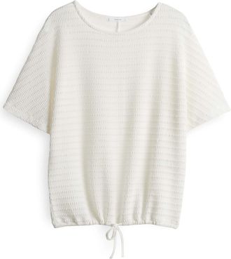 OPUS Damen Kurzarmshirt | Strukturiertes Jerseyshirt SARONJI Paris Loose mit Fledermausärmeln Milk, 42