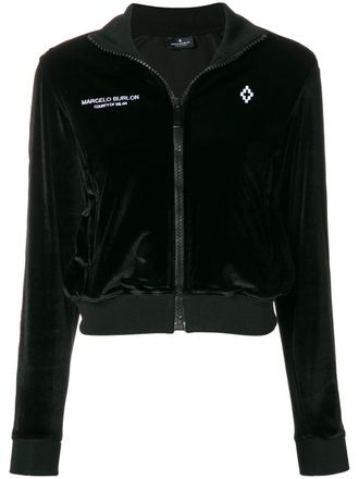 Marcelo Burlon sweat zipp&eacute; en velours - Noir