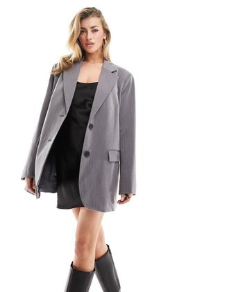 NA-KD Blazer oversize &eacute;pais - Vert-Gris