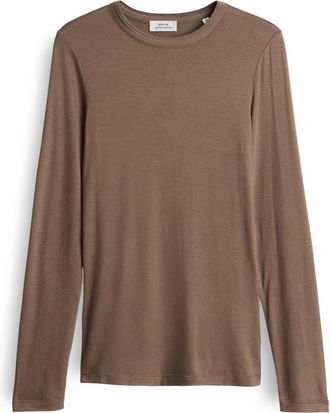 OPUS Damen Langarmshirt | SIFA Slim Basicshirt aus Viskosemix Cocoa, 38