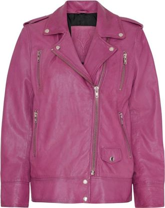 Notyz Leder Bikerjacke - - Jackets - Damen - Rosa - S