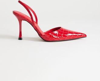 Topshop Angel - Escarpins vernis effet croco &agrave; talon - Rouge