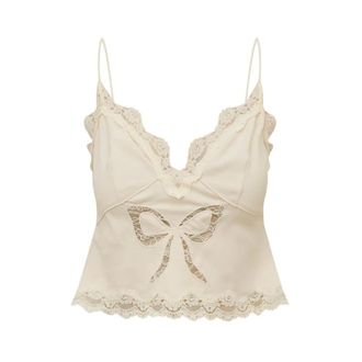 LoveShackFancy Loveshackfancy, Femme, Tops, Beige, Taille: 38 FR Fox Bow Cami Top