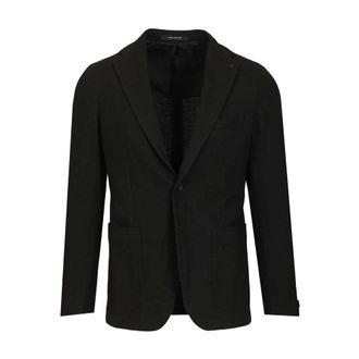 Tagliatore Ungef&uuml;tterter Blazer aus strukturiertem Baumwolljersey - - Jackets - Herren - Schwarzk - S