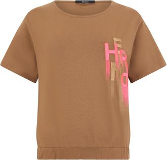 Herno Femme, Tops, Brun, Taille: 40 FR T-shirt en jersey Interlock avec broderie