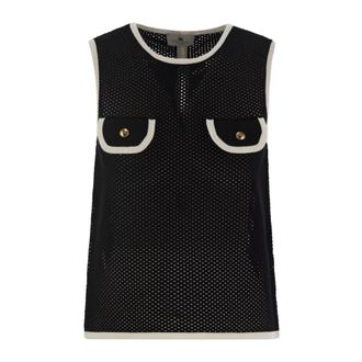 Elisabetta Franchi Stricktop mit offener Masche - - Tops - Damen - Schwarzk - M