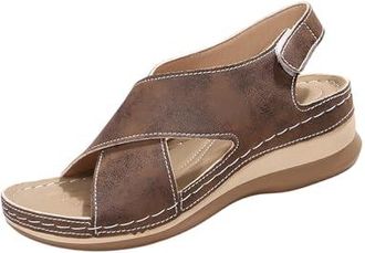 Generic Sandales compens&eacute;es confortables &agrave; bout ouvert pour femme - Couleur unie - Respirantes - &Eacute;l&eacute;gantes et l&eacute;g&egrave;res - Sandales &agrave; lani&egrave;res pour la plage et l