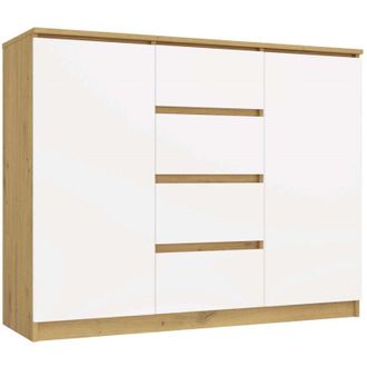 Topeshop Cdf Moderne Kommode 2D4S (2 T&uuml;ren, 4 Schubladen) handwerker und wei&szlig; Ideal f&uuml;r Wohnzimmer, Schlafzimmer, Kinderzimmer, Jugendzimmer und B&uuml;ro