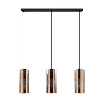 Eglo Pendelleuchte Tabiago, 3 flammige Hängelampe Vintage, Industrial, Hängeleuchte aus Stahl in Schwarz, Roségold, Esstischlampe, Wohnzimmerlampe hängend 