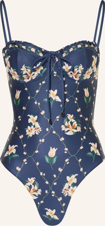 Agua Bendita Agua By Agua Bendita B&uuml;gel-Badeanzug Ebano Promesa Mit Schmuckperlen blau