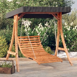 tidyard ShGaxin Hollywoodschaukel mit Dach Massivholz Fichte mit Teak-Finish, Gartenschaukel, Garten Schaukel, Schaukelgestell, Schaukel Garten, Schaukelger&uuml;s