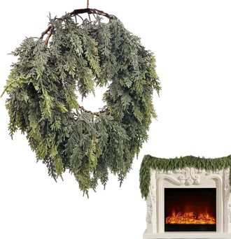 Generico Christmas Garland - Weiches Gummi & PE, 150 cm, Weihnachtsgr&uuml;n, Garland Cedar Design, flexible Feiertagsdekoration, gr&uuml;ner Wein f&uuml;r Feuerstellen, Tisc