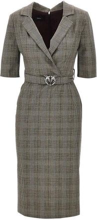 Pinko Wool-blend midi dress with Check motif Woman 38