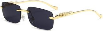 Generic Lunettes de soleil classiques sans monture 2026 pour homme et femme - Décoration léopard - Lunettes de soleil élégantes sans cadre - Nuances de voyage