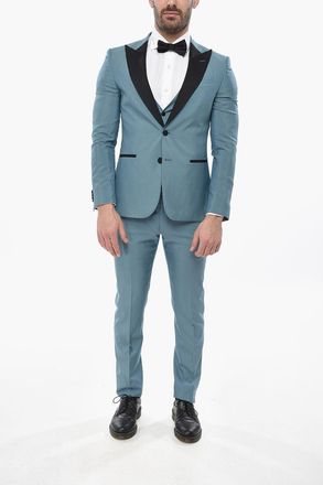 Corneliani CODE Zeremonieller Anzug aus Seidenmischung mit Kontrastrevers Corneliani